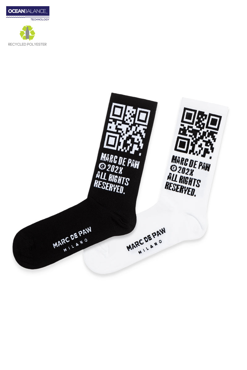 Black & White Recycled active Socks with MARC DE PAW QR code (2 pairs ...